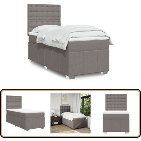 vidaXL Boxspringbett mit Matratze Taupe 80x200 cm Stoff