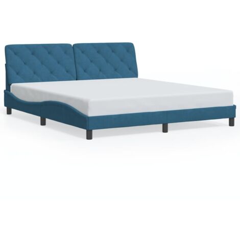 Bettgestell mit Kopfteil Blau 180x200 cm Samt - Samtsofa - Blau Sofa ...