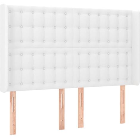 Kopfteil mit Ohren Weiß 147x16x118/128 cm Kunstleder - Bettkopfteil ...