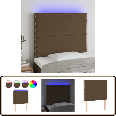 LED Kopfteil Dunkelbraun 100x5x118/128 cm Stoff - LED Kopfteil - Bett ...