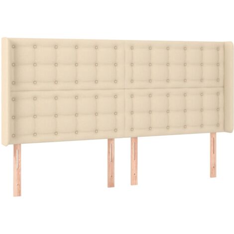 Kopfteil mit Ohren Creme 183x16x118/128 cm Stoff - Bettkopfteil ...