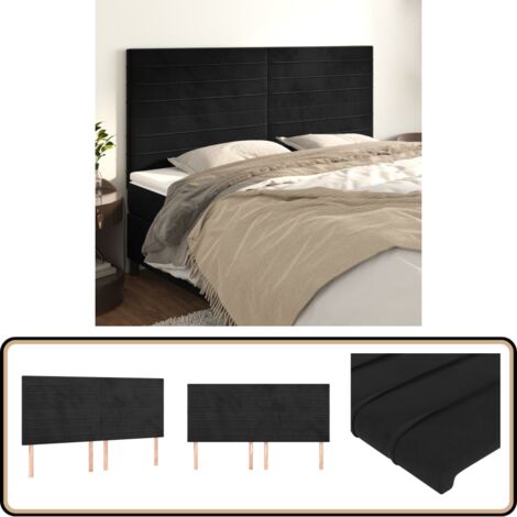 Kopfteile 4 Stk. Schwarz 90x5x78/88 cm Samt - Bettkopfteile - Samtbett ...