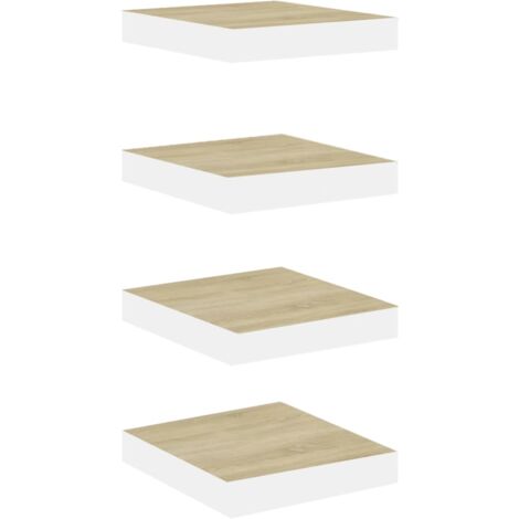 Schweberegale 4 Stk. Eichen-Optik und Weiß 23x23,5x3,8 cm MDF ...