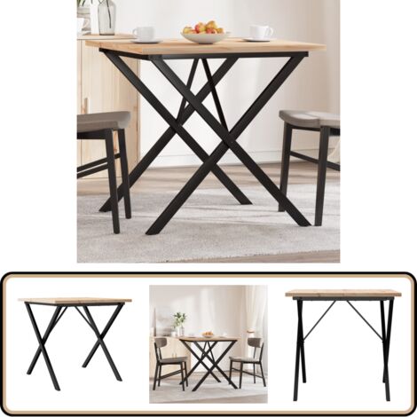 Esstisch X-Gestell 80x80x75,5 cm Massivholz Kiefer & Gusseisen ...