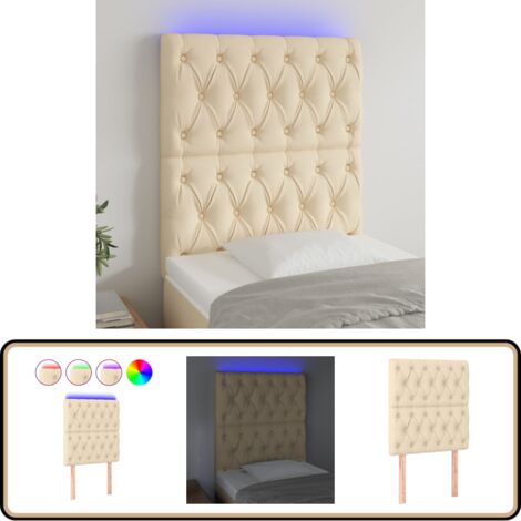 LED Kopfteil Creme 80x7x118/128 cm Stoff - LED-Kopfteil - Bett-Kopfteil ...
