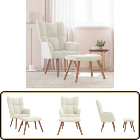 Relaxsessel mit Hocker Cremeweiß Samt - Sessel - Samt Sessel - Wohnraum ...