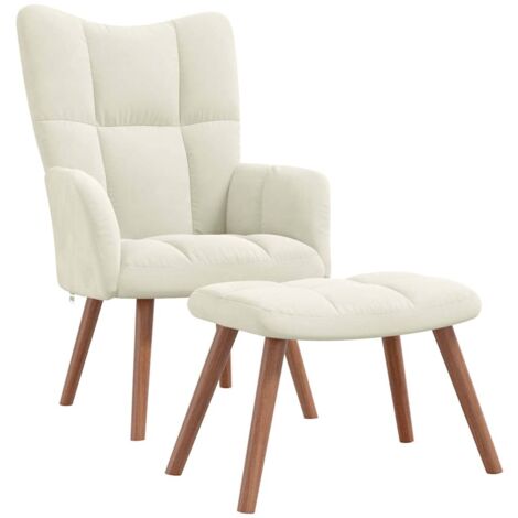 Relaxsessel mit Hocker Cremeweiß Samt - Sessel - Samt Sessel - Wohnraum ...