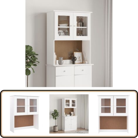 Sideboard-Aufsatz ALTA Weiß 77x30x92 cm Massivholz Kiefer - Schrank ...