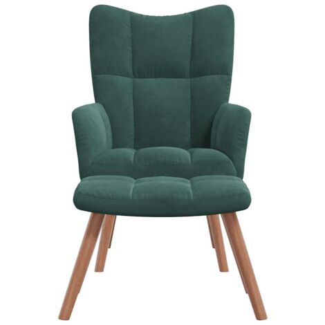 Relaxsessel mit Hocker Dunkelgrün Samt - Sessel - Samt Sessel ...