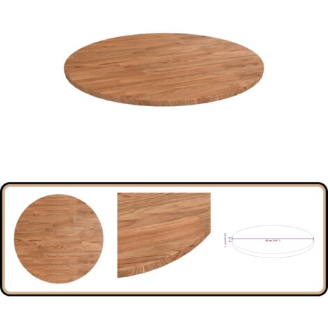 Runde Tischplatte Hellbraun Ø60x1,5 cm Behandeltes Eichenholz ...