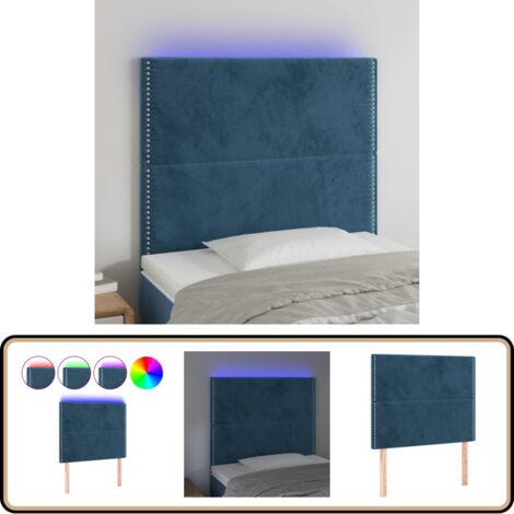 LED Kopfteil Dunkelblau 80x5x118/128 cm Samt - Samt Kopfteil - LED ...