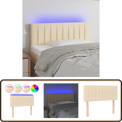 LED Kopfteil Creme 90x5x78/88 cm Stoff - LED Kopfteil - Bett-Kopfteil ...