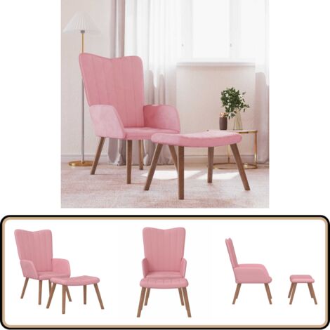 Relaxsessel mit Hocker Rosa Samt - Sessel - Samt Sessel - Rosa Sessel ...