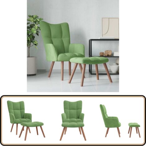 Relaxsessel mit Hocker Hellgrün Samt - Sessel - Samt Sessel - Wohnraum ...