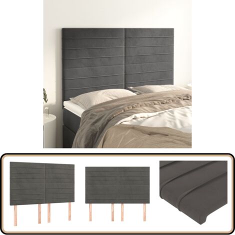 Kopfteile 4 Stk. Dunkelgrau 72x5x78/88 cm Samt - Bettkopfteile ...