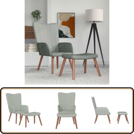 Relaxsessel mit Hocker Hellgrau Samt - Sessel - Samt Sessel - Wohnraum ...