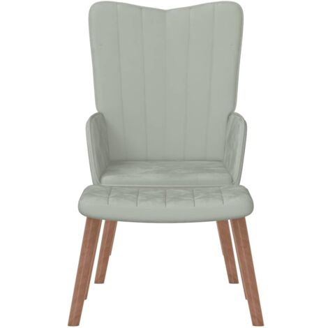 Relaxsessel mit Hocker Hellgrau Samt - Sessel - Samt Sessel - Wohnraum ...