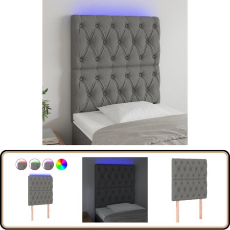 LED Kopfteil Dunkelgrau 80x7x118/128 cm Stoff - LED Kopfteil - Bett ...