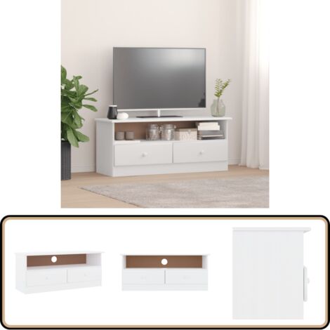 TV-Schrank mit Schubladen ALTA Weiß 100x35x41 cm Kiefernholz - TV ...