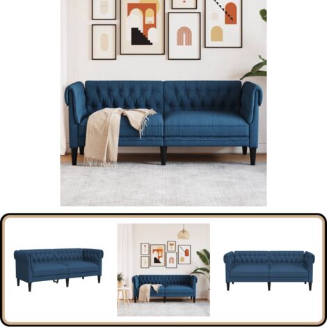Chesterfield-Sofa 2-Sitzer Blau Stoff - Chesterfield Sofa - Couch Blau ...