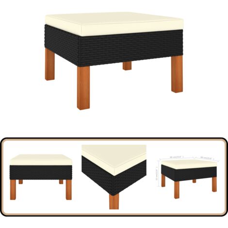 Fußhocker Poly-Rattan und Massivholz Eukalyptus - Outdoor-Hocker ...