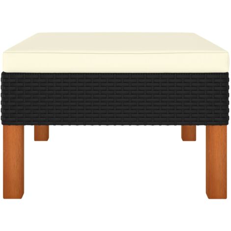Fußhocker Poly-Rattan und Massivholz Eukalyptus - Outdoor-Hocker ...