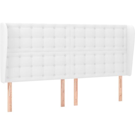 Kopfteil mit Ohren Weiß 203x23x118/128 cm Kunstleder - Bettkopfteil ...