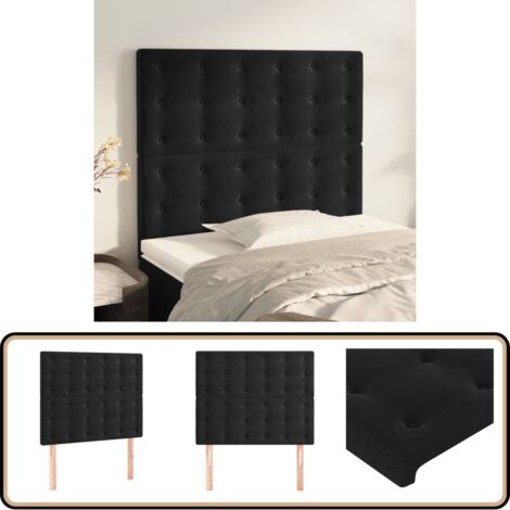 Kopfteile 2 Stk. Schwarz 90x5x78/88 cm Samt - Bettkopfteile - Samtbett ...