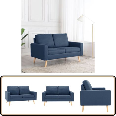 2-Sitzer-Sofa Blau Stoff - 2-Sitzer Sofa - Couch Blau - Wohnzimmer ...