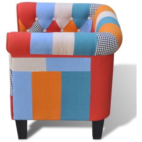 Sessel mit Patchwork-Design Stoff - Esszimmerstuhl - Gemütlicher Stuhl ...