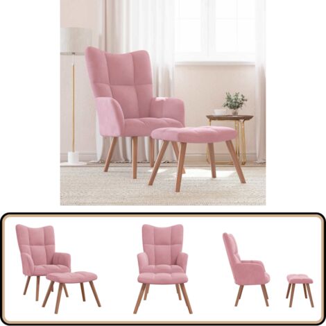 Relaxsessel mit Hocker Rosa Samt - Sessel - Samt Sessel - Rosa Sessel ...