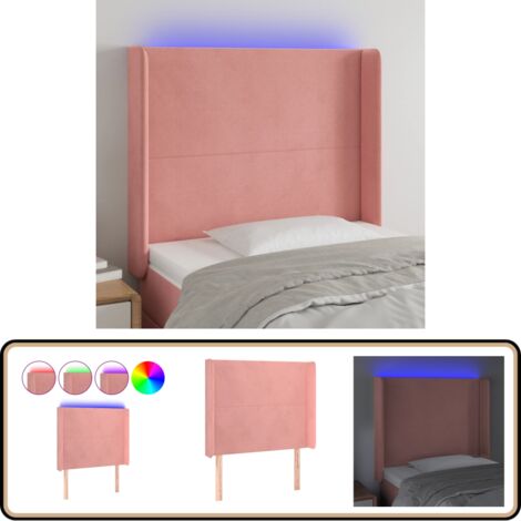 LED Kopfteil Rosa 83x16x118/128 cm Samt - Samt Kopfteil - Bett-Kopfteil ...