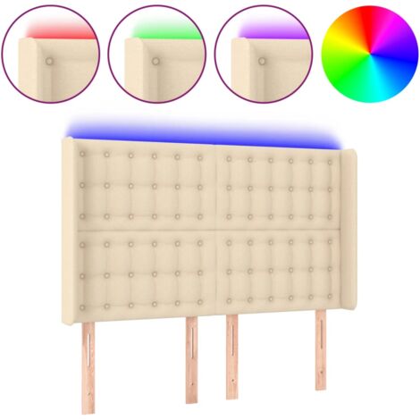 LED Kopfteil Creme 147x16x118/128 cm Stoff - LED Kopfteil - Bett ...