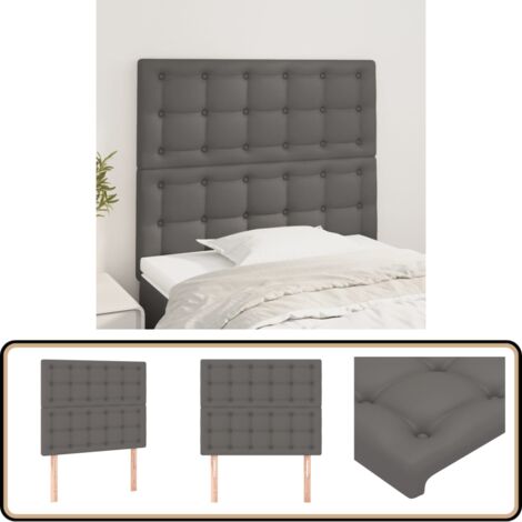 Kopfteile 2 Stk. Grau 90x5x78/88 cm Kunstleder - Bettkopfteile ...