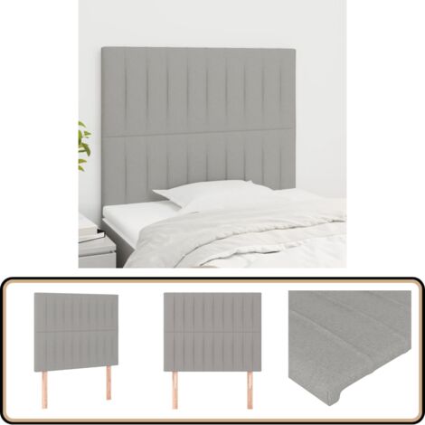 Kopfteile 2 Stk. Hellgrau 90x5x78/88 cm Stoff - Bettkopfteile ...