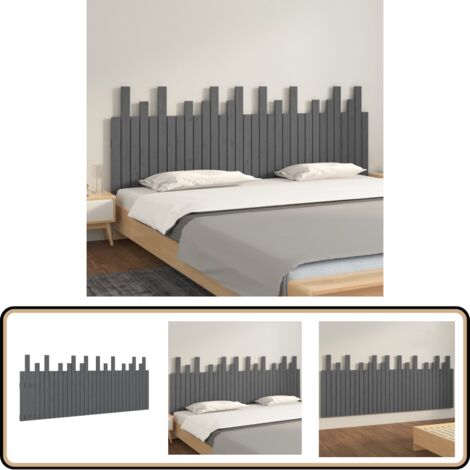 Wand-Kopfteil Grau 204x3x80 cm Massivholz Kiefer - Holz Kopfteil ...