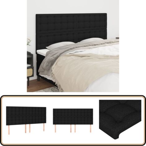 Kopfteile 4 Stk. Schwarz 100x5x78/88 cm Stoff - Bettkopfteile ...