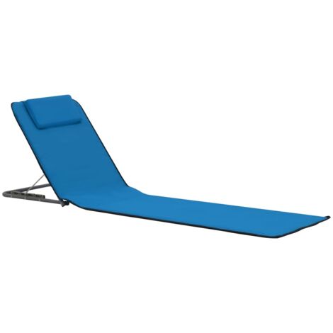 Klappbare Strandmatte 2 Stk. Stahl und Stoff Blau - Sonnenliegen ...