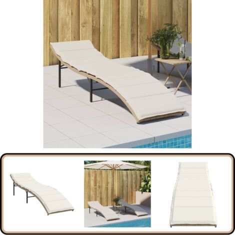 Sonnenliege mit Kissen Beige 55x199x50 cm Poly Rattan - Sonnenliege ...