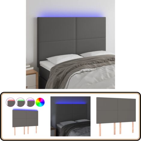 LED Kopfteil Grau 144x5x118/128 cm Kunstleder - LED Kopfteil - Bett ...