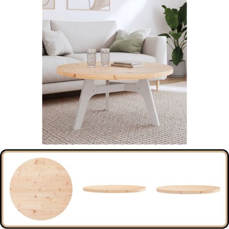 Tischplatte Rund Ø90x3 cm Massivholz Kiefer - Holztischplatte ...