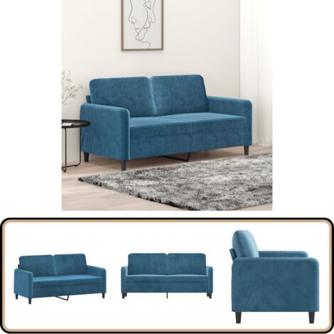 2-Sitzer-Sofa Blau 140 cm Samt - Samtsofa - Couch Blau - Wohnzimmersofa ...