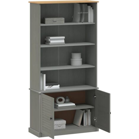 Bücherregal VIGO Grau 85x35x170 cm Massivholz Kiefer - Holz Regal ...