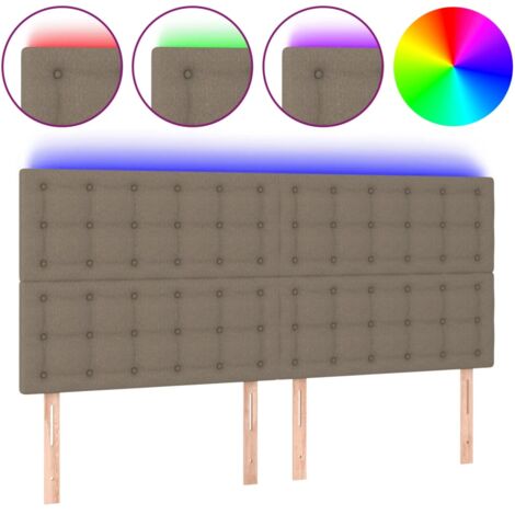 LED Kopfteil Taupe 160x5x118/128 cm Stoff - LED Kopfteil - Bett ...