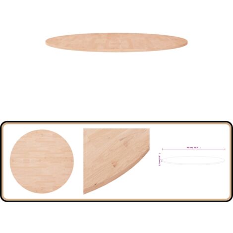 Runde Tischplatte Ø90x1,5 cm Unbehandeltes Massivholz Eiche - Runde ...