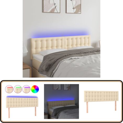 LED Kopfteil Creme 144x5x78/88 cm Stoff - LED Kopfteil - Bett-Kopfteil ...