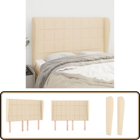 Kopfteil mit Ohren Creme 147x23x118/128 cm Stoff - Bettkopfteil ...