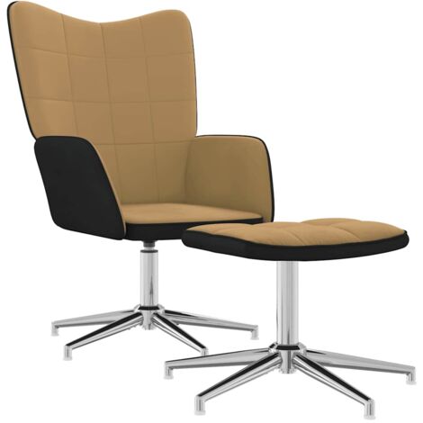 Relaxsessel mit Hocker Braun Samt und PVC - Sessel - Relaxsessel ...