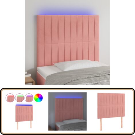 LED Kopfteil Rosa 80x5x118/128 cm Samt - Samt Kopfteil - Rosa Kopfteil ...