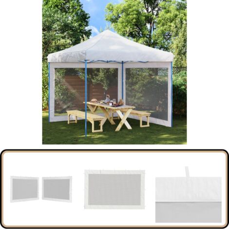 Partyzelt-Seitenwände 2 Stk. Mesh Weiß und Schwarz - Partyzelt ...